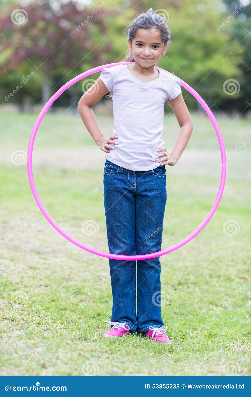 Happy Girl Playing with Hula Hoops Stock Image - Image of cute ...