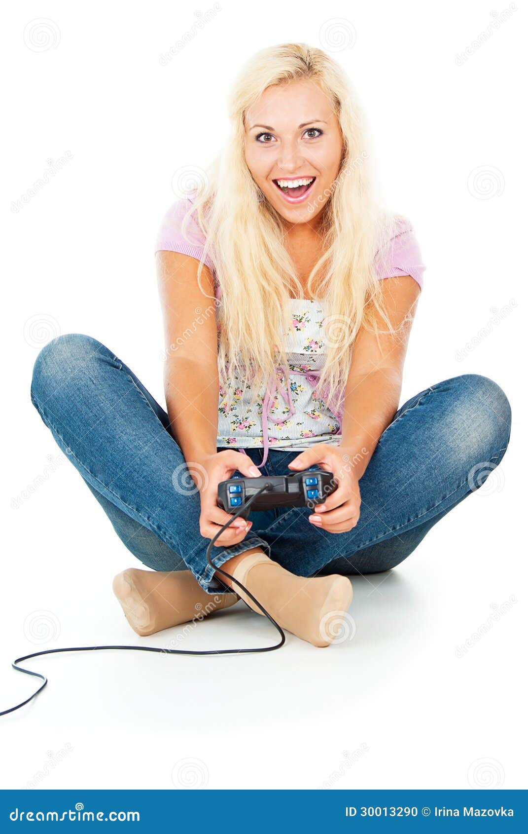 Beautiful Girl Plays Video Games Stock Photo - Image of caucasian ...