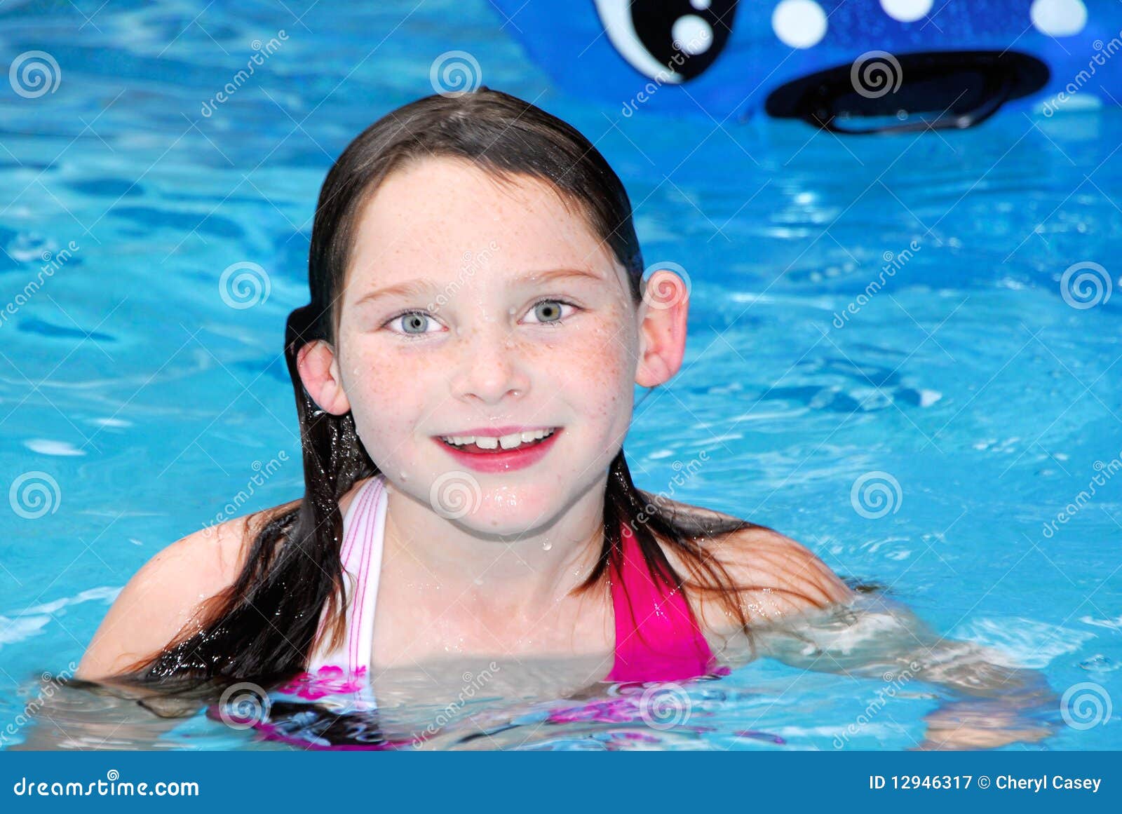 Happy girl in pool stock image. Image of young, girl - 12946317