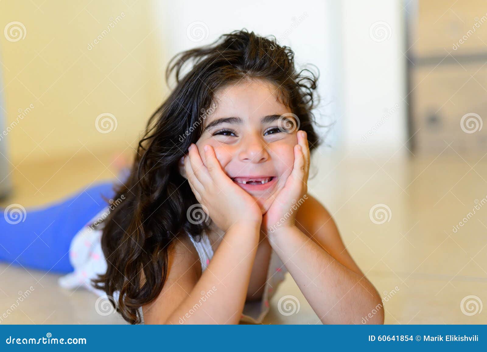 Happy girl portrait stock photo. Image of floor, happiness - 60641854