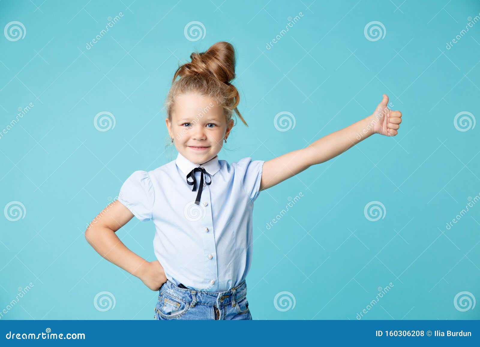 Happy Girl Posing in the Studio Isolated. Stock Photo - Image of beauty ...