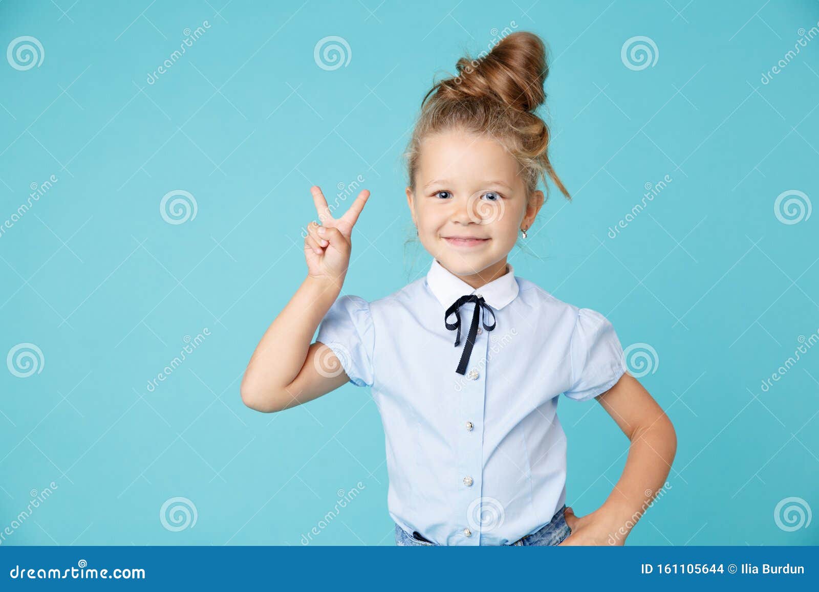 Happy Girl Posing in the Studio Isolated. Stock Photo - Image of happy ...
