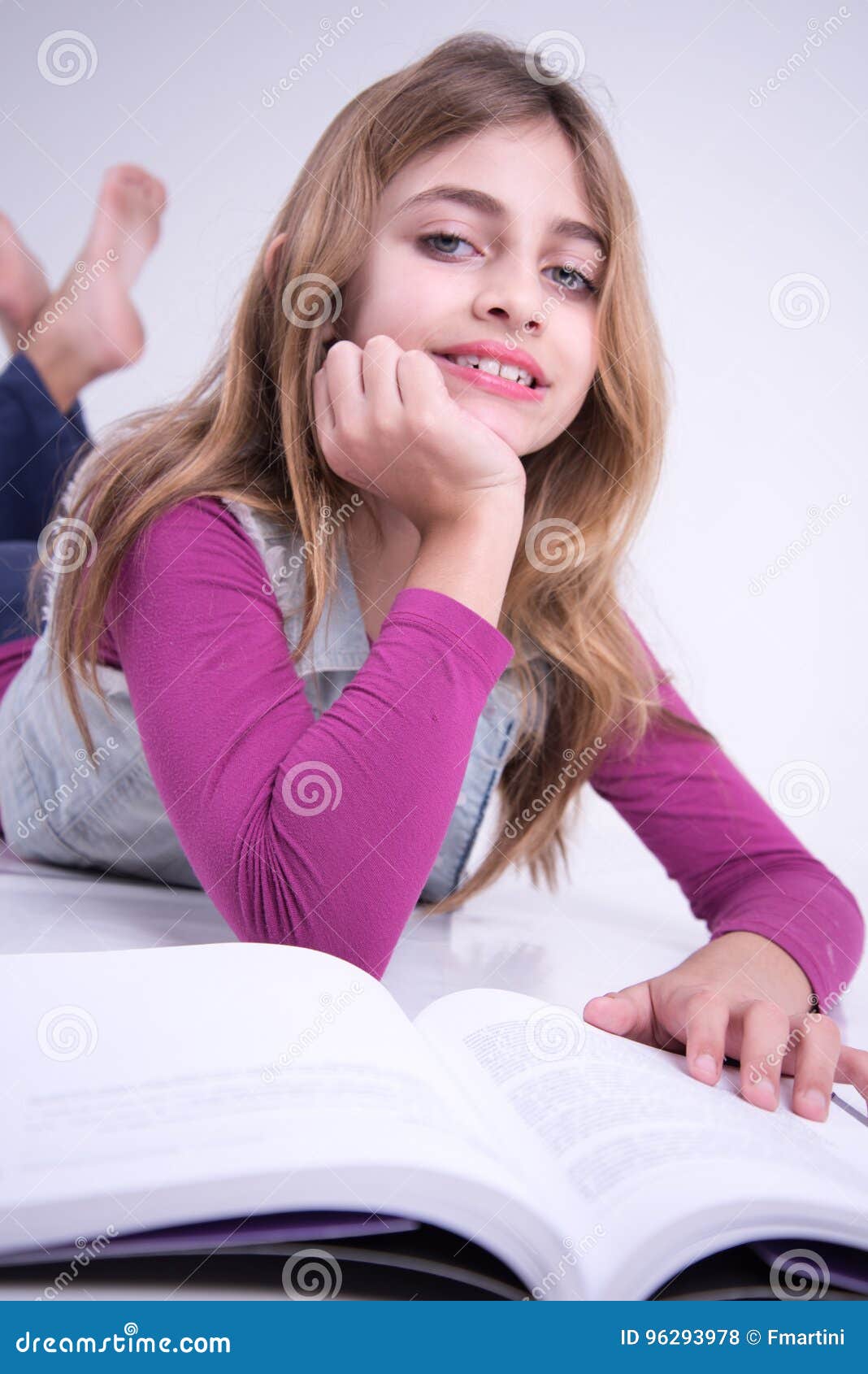 Happy Girl Reading the Book Stock Photo - Image of clear, girl: 96293978
