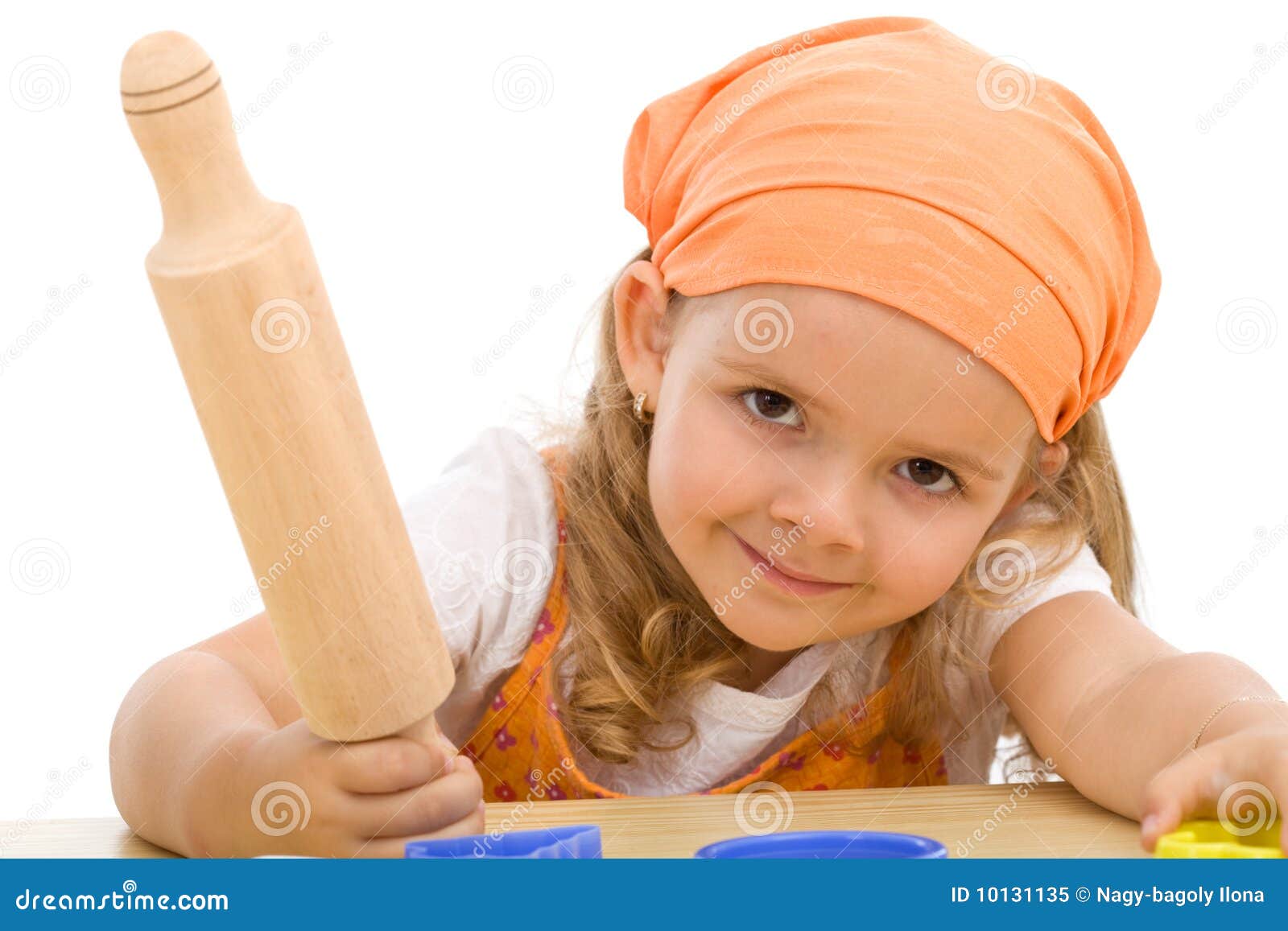 Happy Girl with a Rolling Pin Stock Image - Image of isolated, happy ...