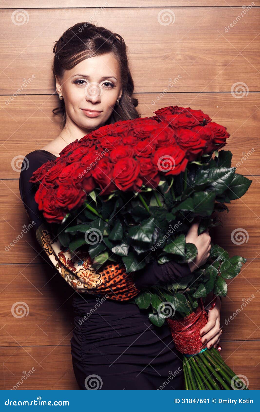 Happy girl with roses stock image. Image of adults, human - 31847691