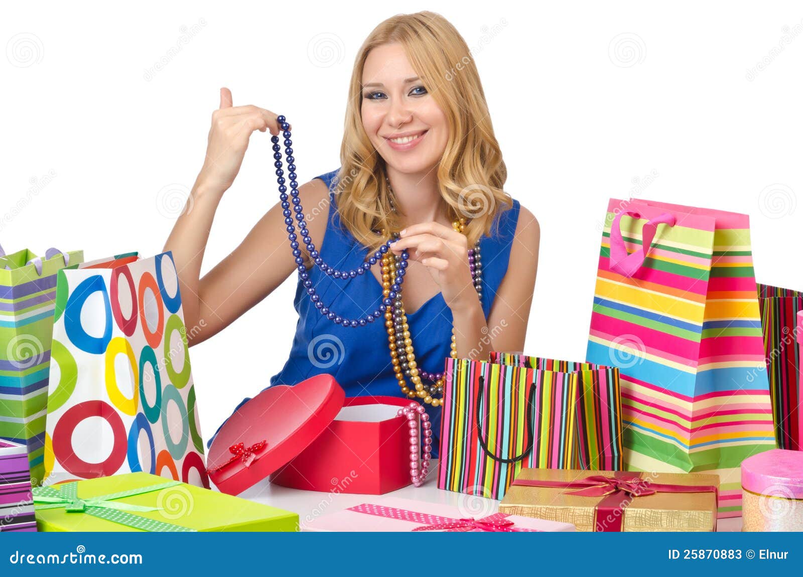 Happy girl after shopping stock image. Image of giftbox - 25870883