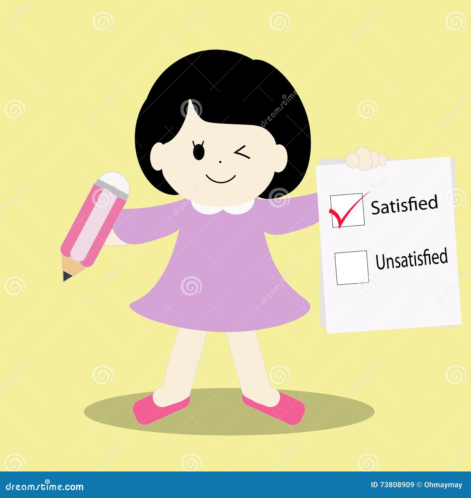 Happy Girl Showing Satisfaction Stock Vector - Illustration of tick ...