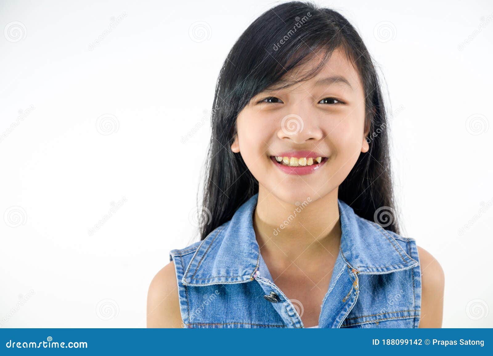 Happy Girl Smiling White Background Stock Photo - Image of looking ...