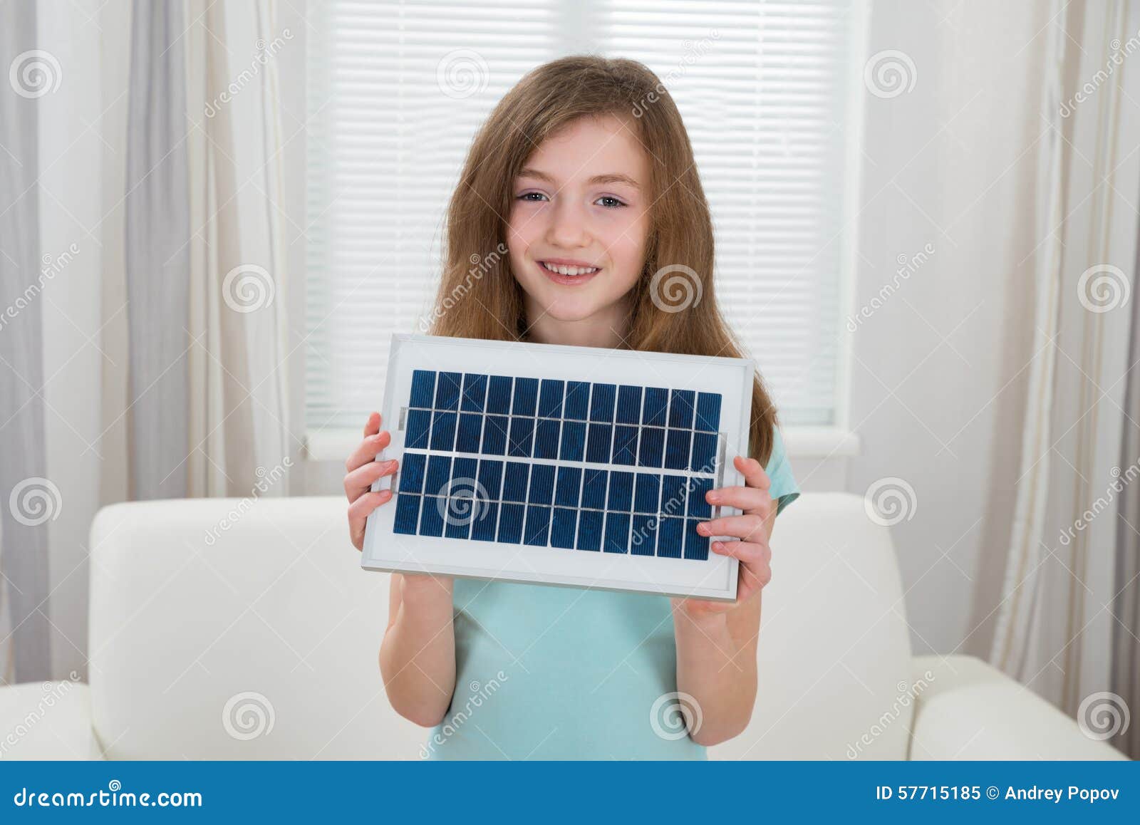 Happy Girl with Solar Panel Stock Image - Image of home, alternative ...