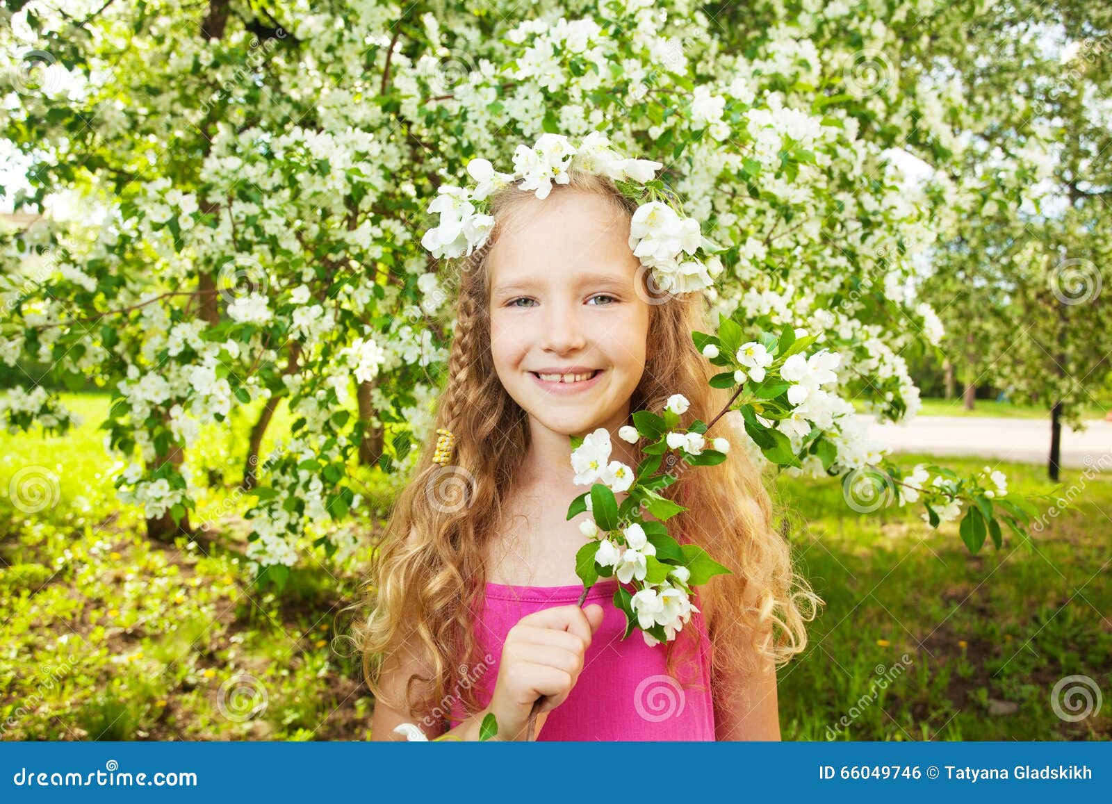 Happy girl at spring stock photo. Image of beauty, color - 66049746