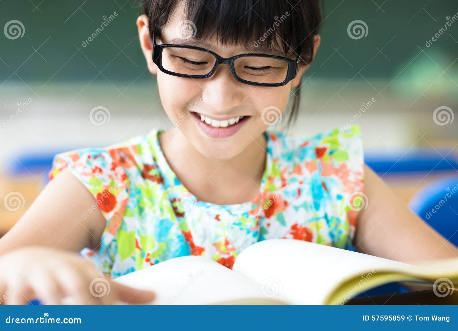 Happy Girl Studying in the Classroom Stock Image - Image of student ...