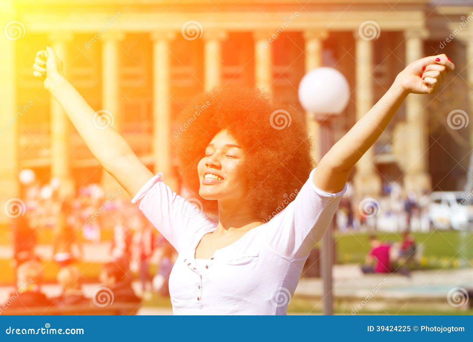 Happy girl in the sun stock image. Image of outdoor, exercise - 39424225