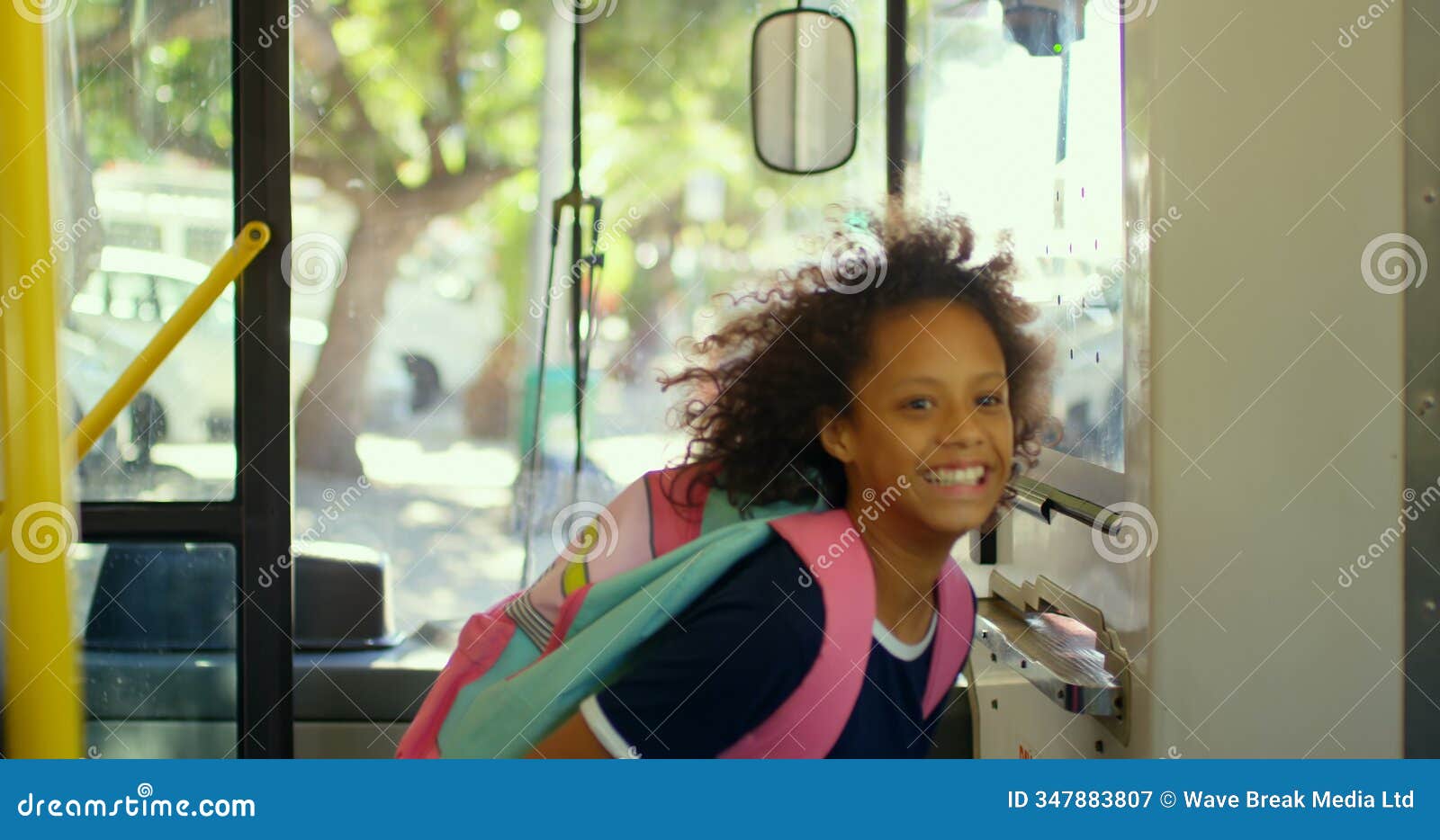 Happy Girl Taking Ticket while Travelling in Bus Stock Image - Image of ...