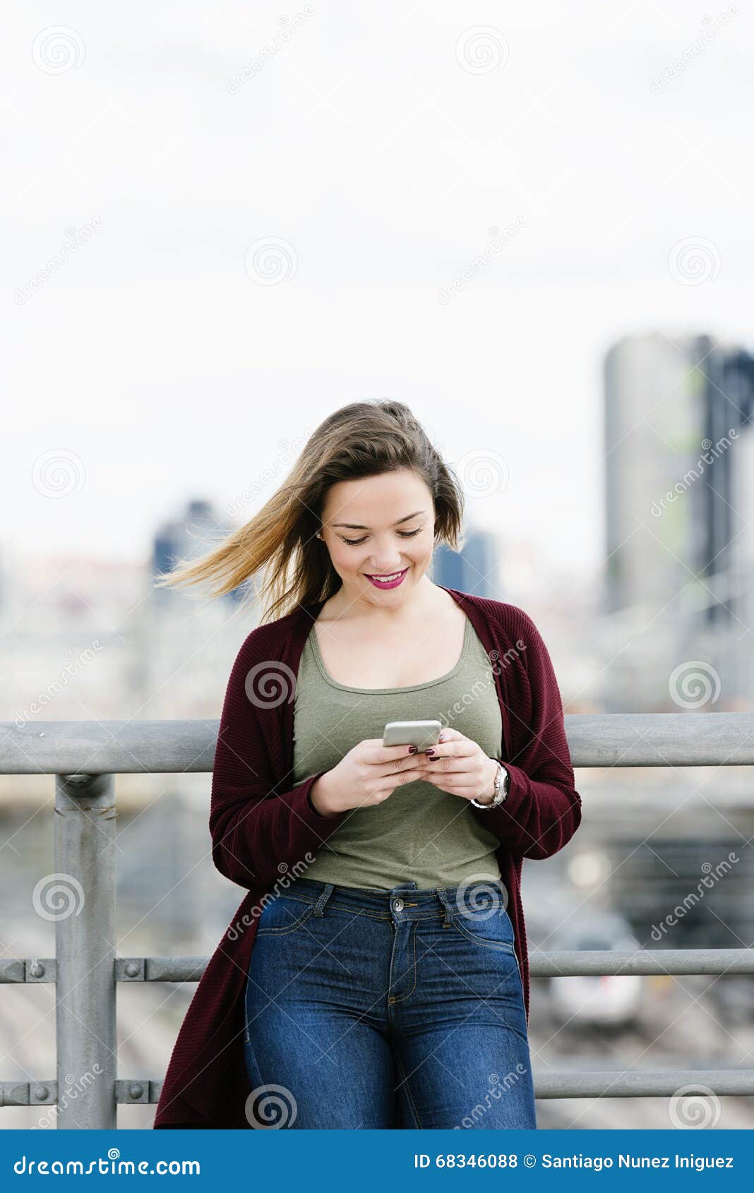 Happy Girl Texting on a Smartphone. Stock Photo - Image of teenager ...