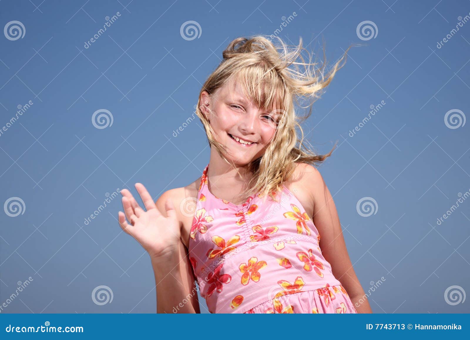 Happy girl waving Hello! stock image. Image of happiness - 7743713