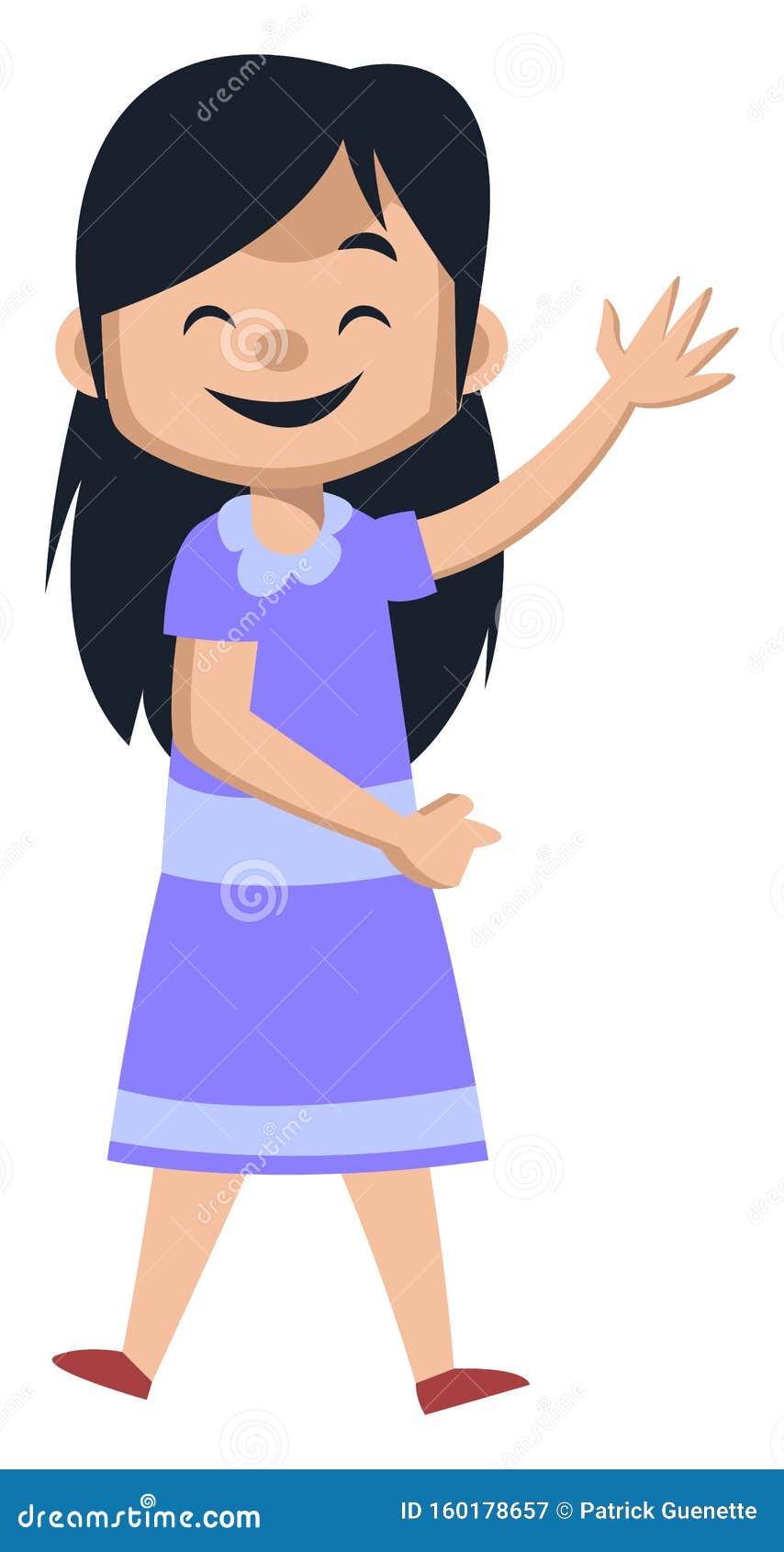 Happy Girl Waving, Illustration, Vector Stock Vector - Illustration of ...