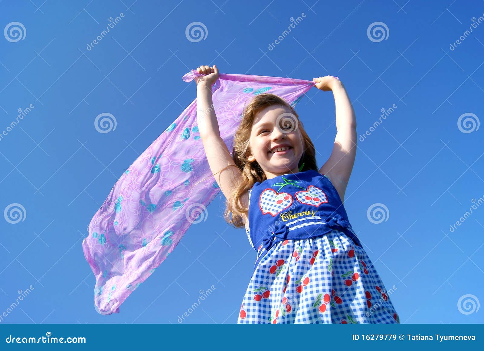 The happy girl on a wind stock image. Image of children - 16279779