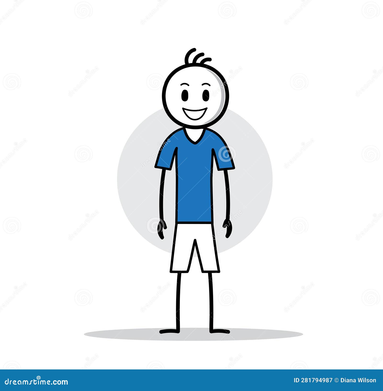 Happy Go Lucky Stickman in Blue Stock Illustration - Illustration of ...