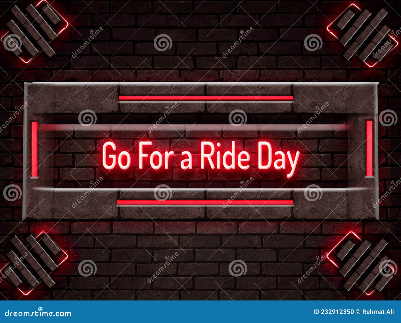 November, Go for a Ride Day, Neon Text Effect on Bricks Background ...