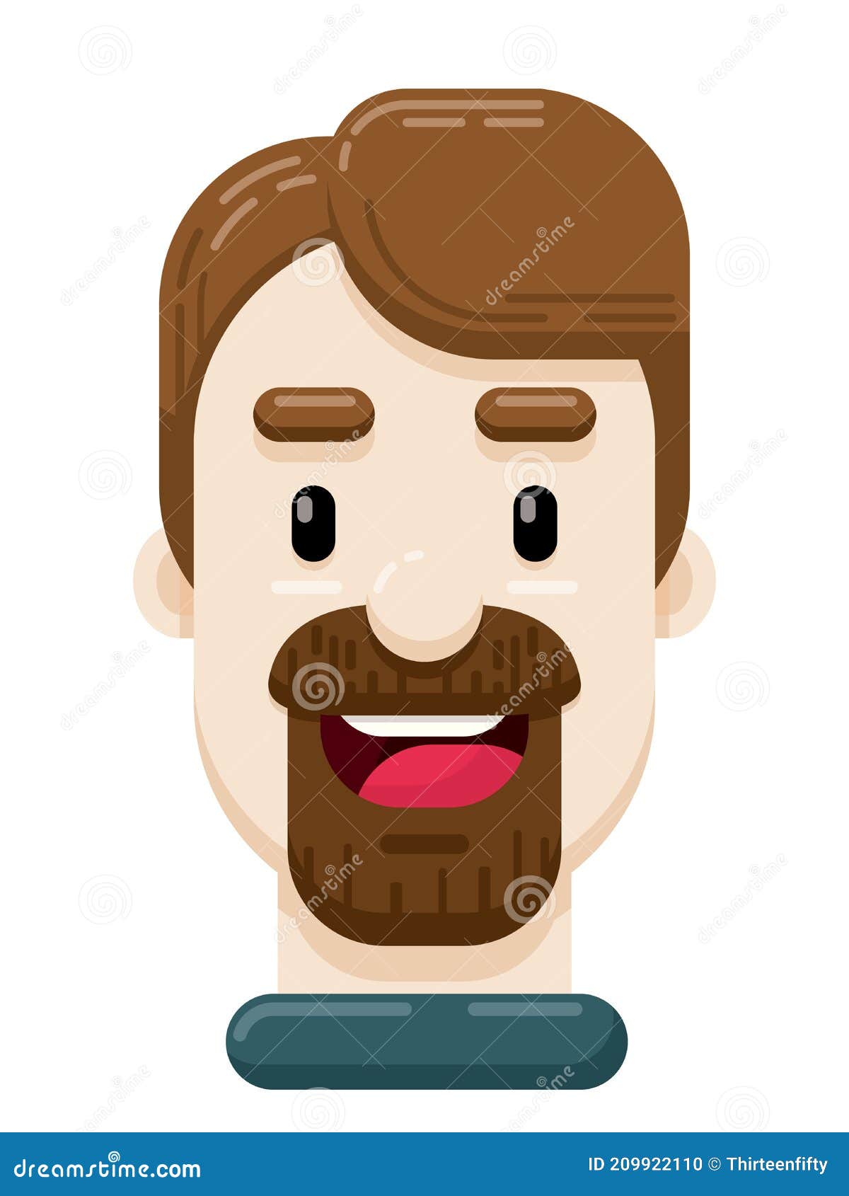Happy Goatee Man Flat Vector Illustration Icon Stock Vector ...