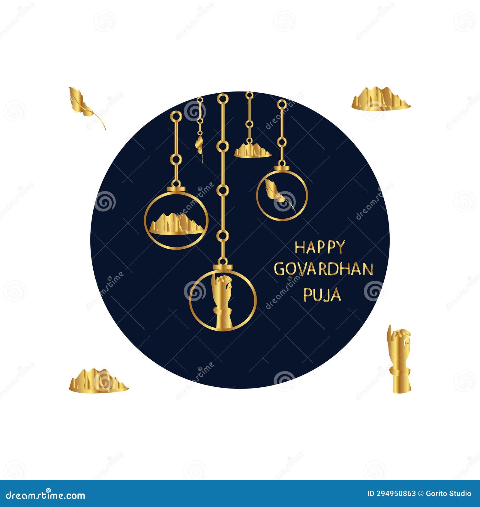 HAPPY GOVARDHAN PUJA Vector Illustration Stock Illustration ...