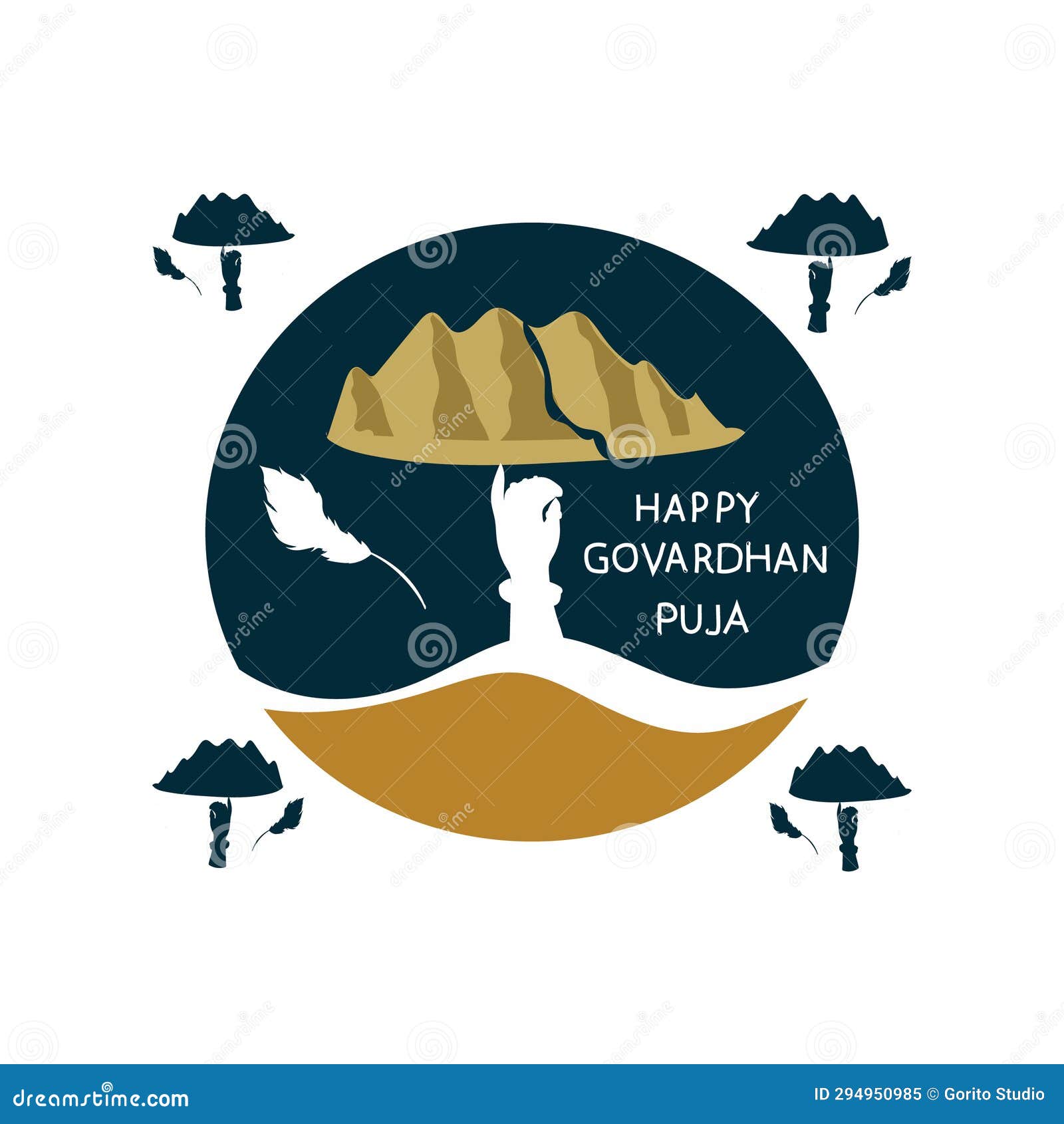 HAPPY GOVARDHAN PUJA Vector Illustration Stock Illustration ...