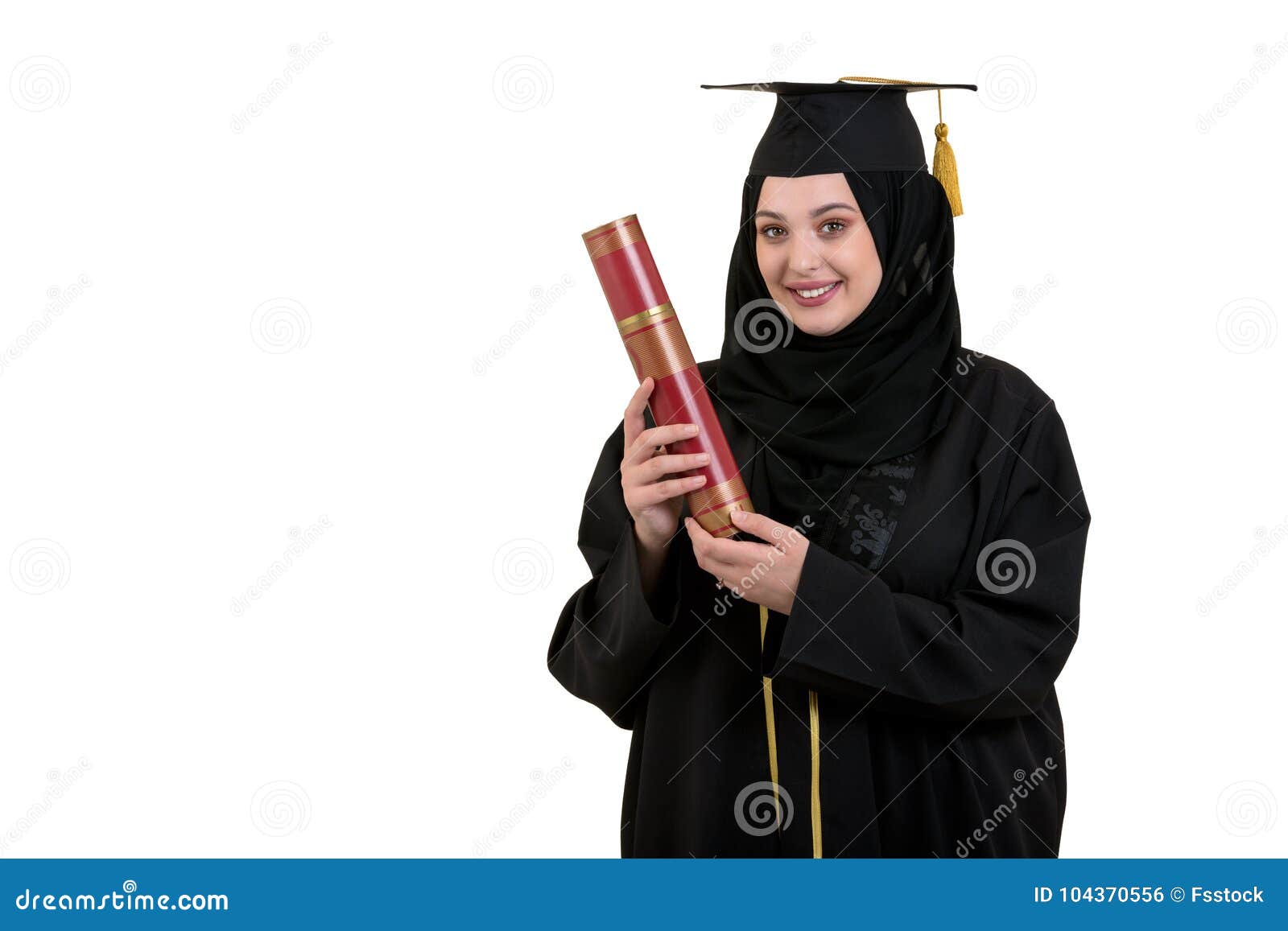 Happy Graduate Arabic Muslim Student with Diploma Stock Photo - Image ...
