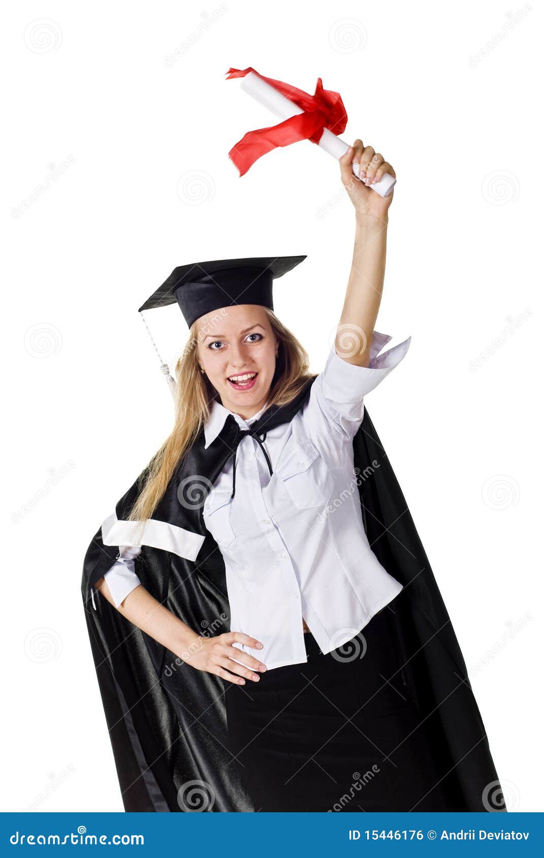 Happy Graduate with Certificate Stock Photo - Image of college ...