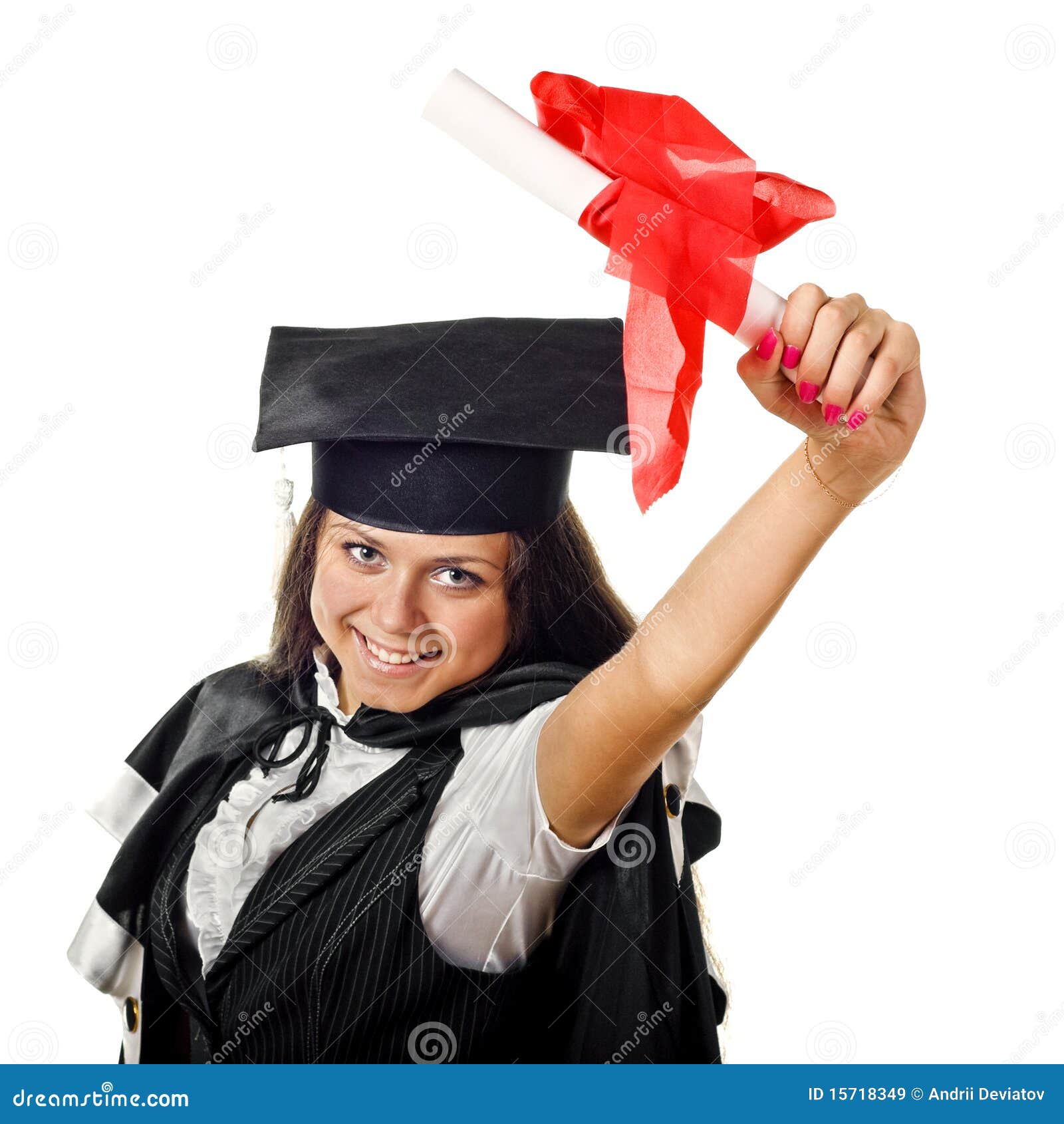 Happy Graduate with Certificate Stock Image - Image of adult, hand ...