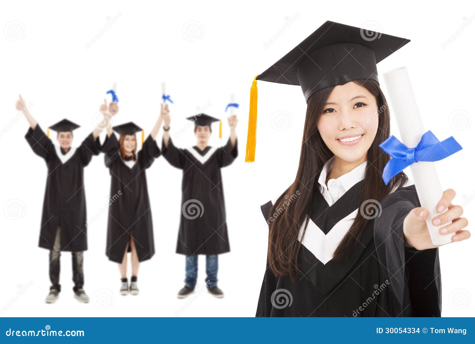 Happy Graduate Girl and Students Stock Photo - Image of cute, female ...