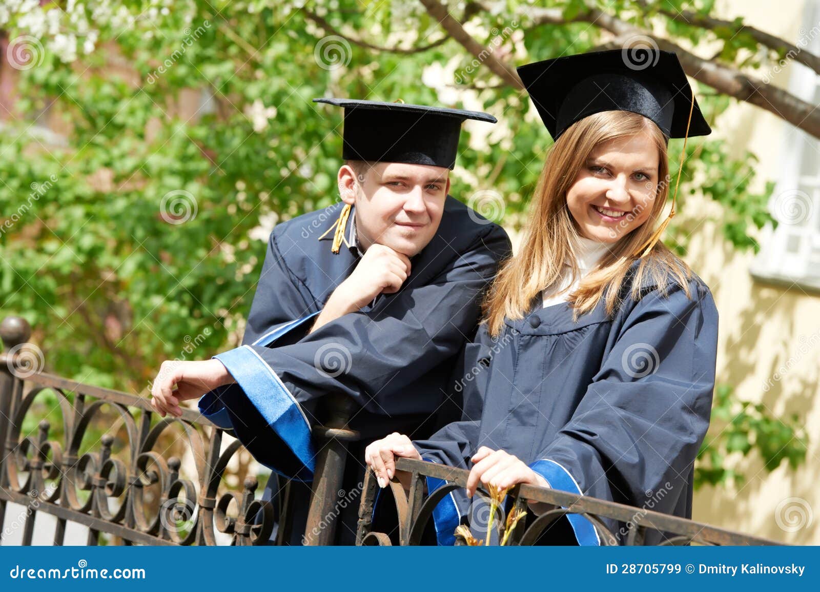 Happy Graduate Students Outdoors Stock Image - Image of joyful ...