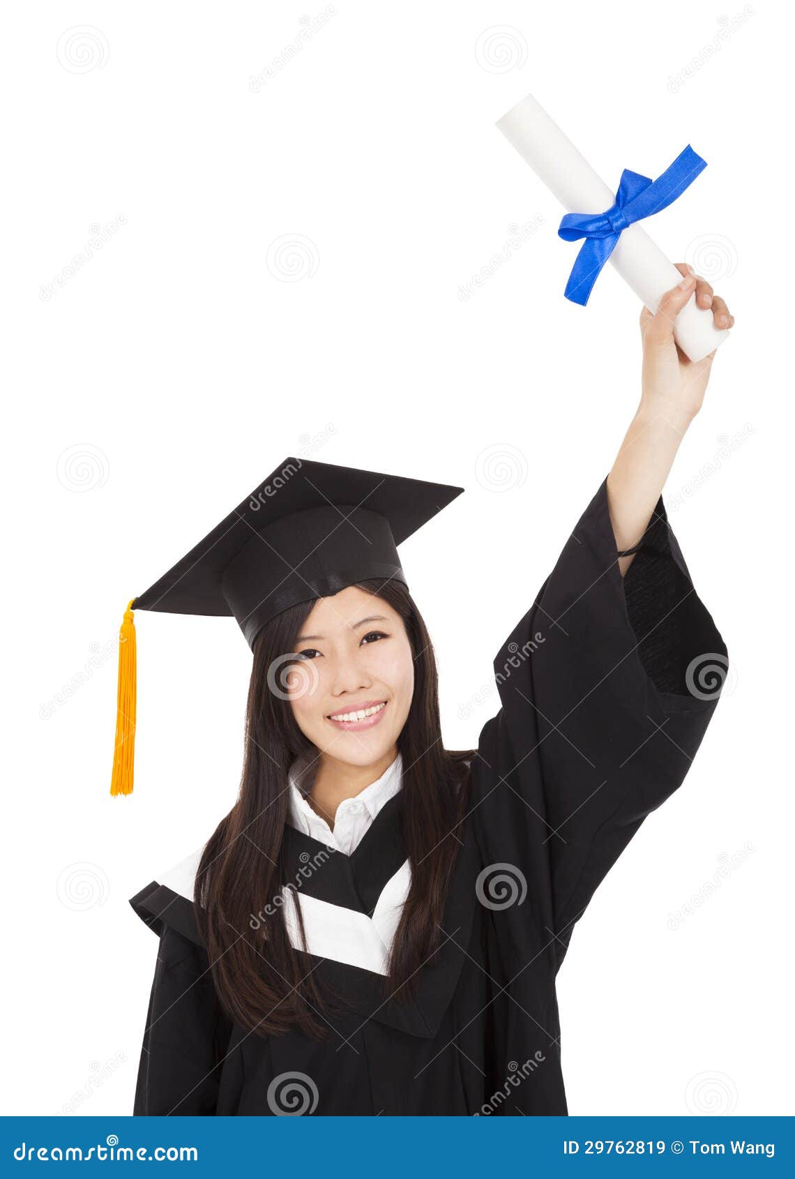 Graduate Woman Holding Degree Stock Image - Image of background, female ...