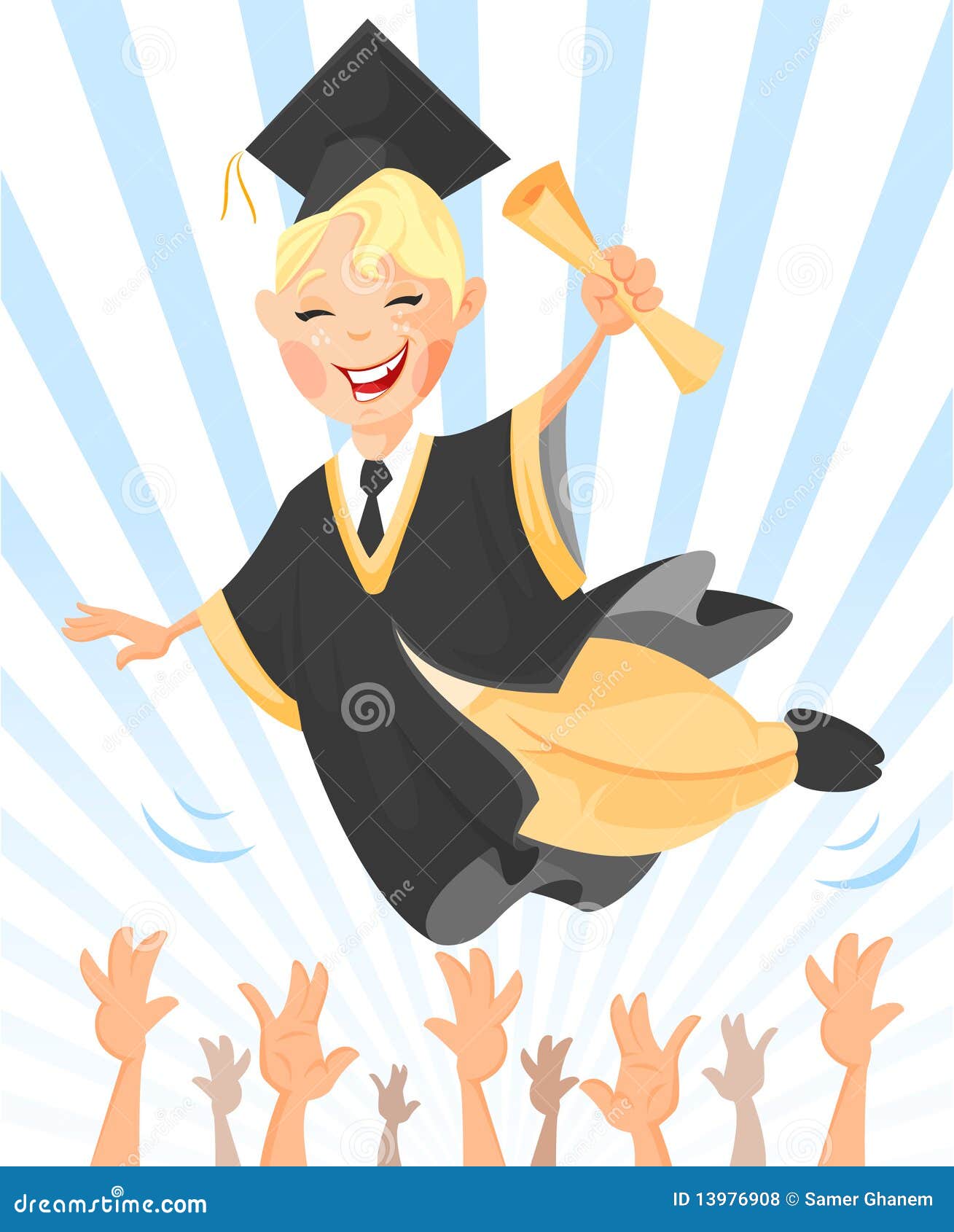 Happy Graduated Kids Cartoon Vector | CartoonDealer.com #25998829