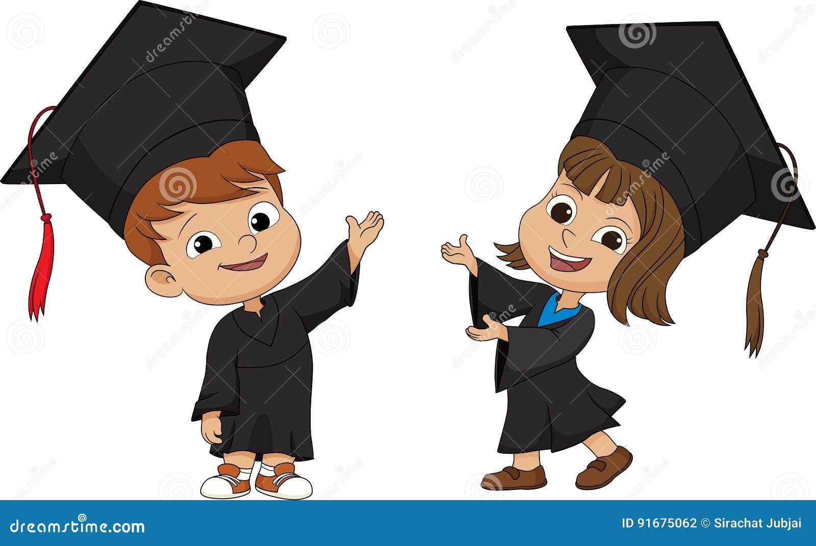 Happy graduated Kids. stock vector. Illustration of certificate - 91675062