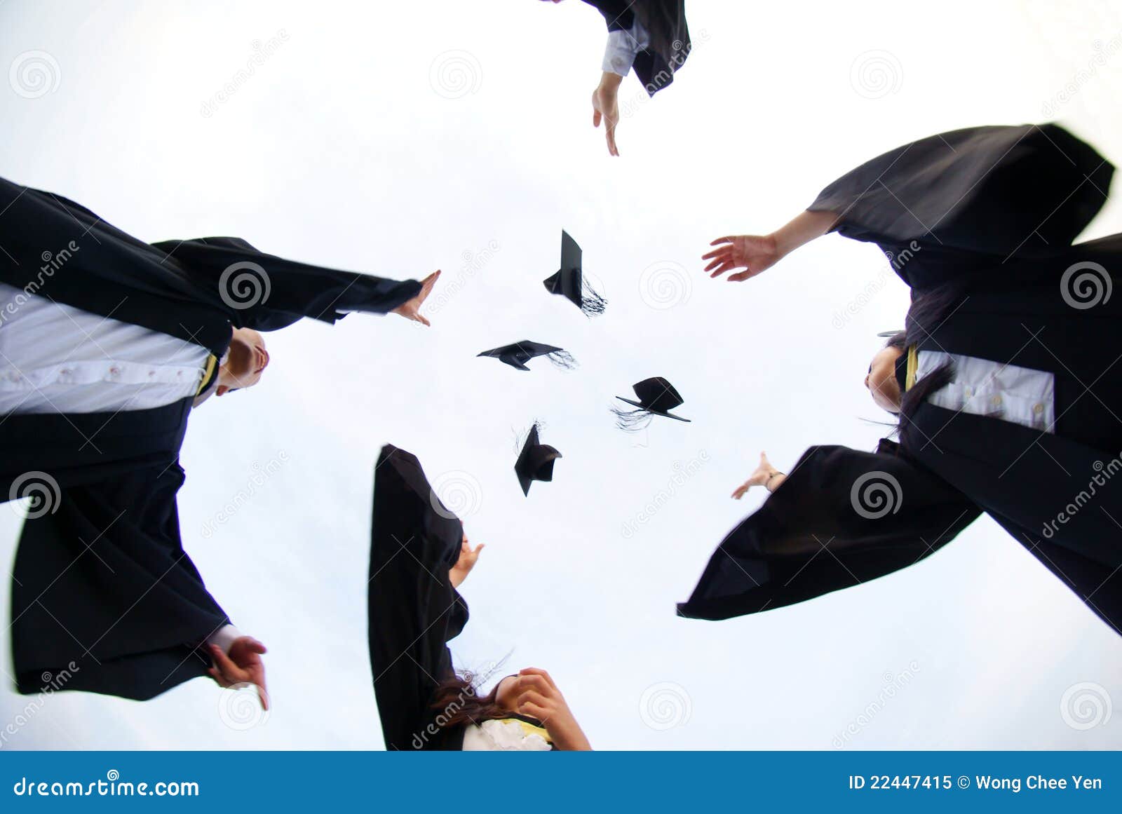 Happy Graduates Throwing Hats Stock Image - Image of graduates ...