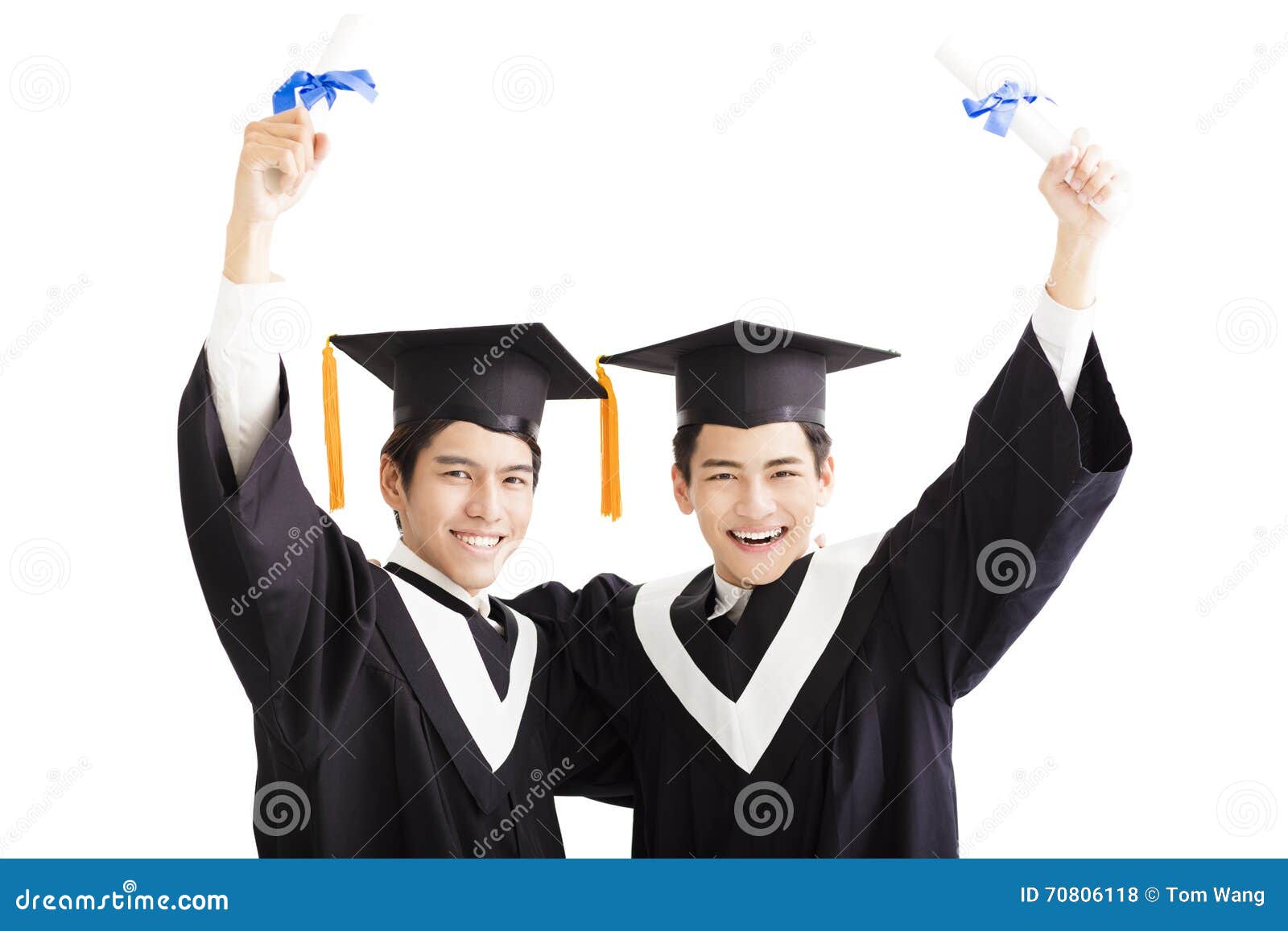 Happy Graduating Students Isolated on White Stock Photo - Image of hope ...