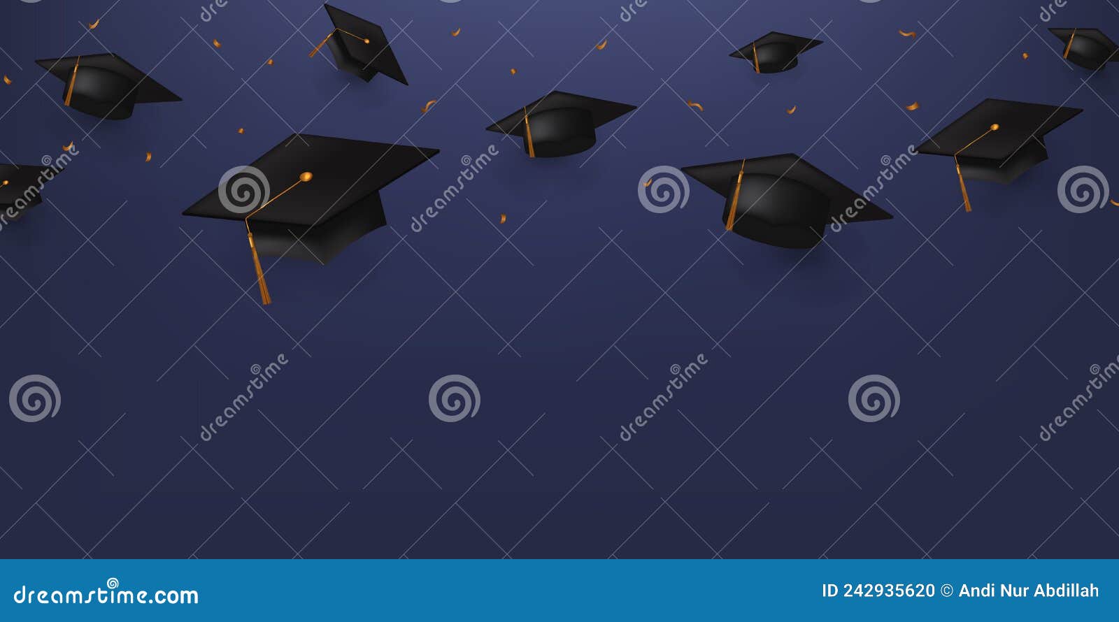 Happy Graduation with Falling Graduation Cap with Golden Confetti and ...