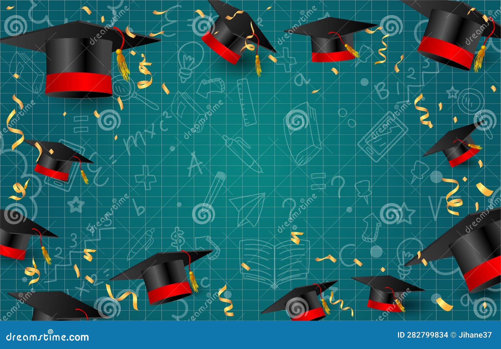 Happy Graduation Greeting Background with Cap Stock Illustration ...