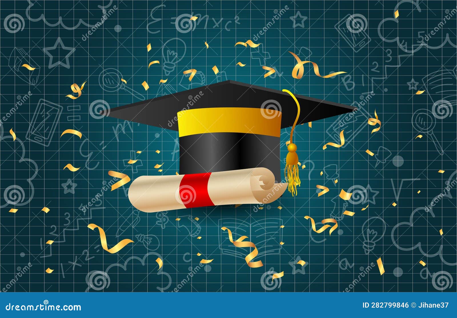 Happy Graduation Greeting Background Stock Illustration - Illustration ...