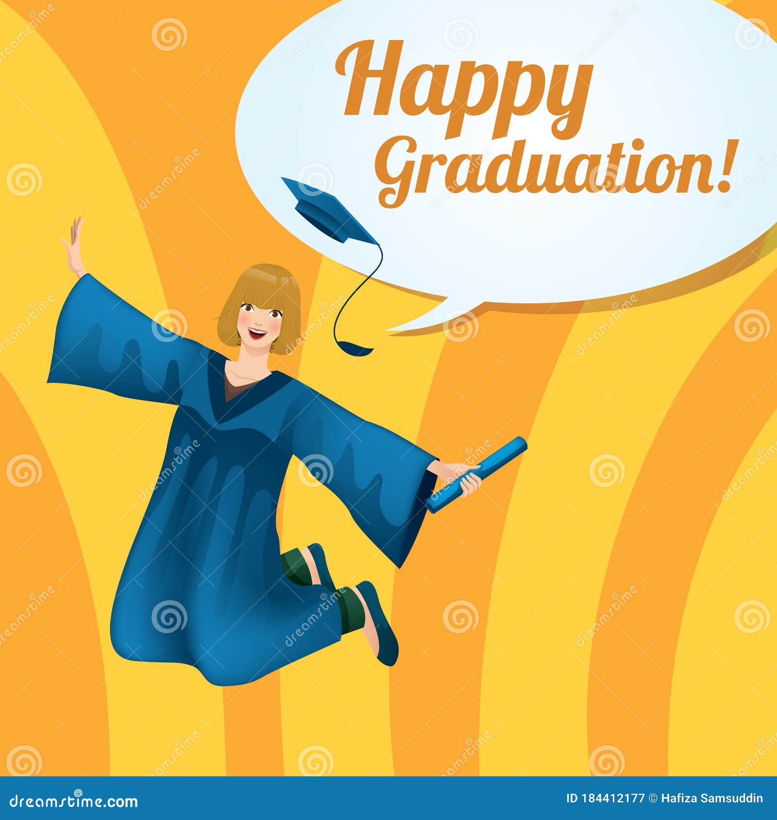 Happy Graduation Greeting Design. Vector Illustration Decorative ...