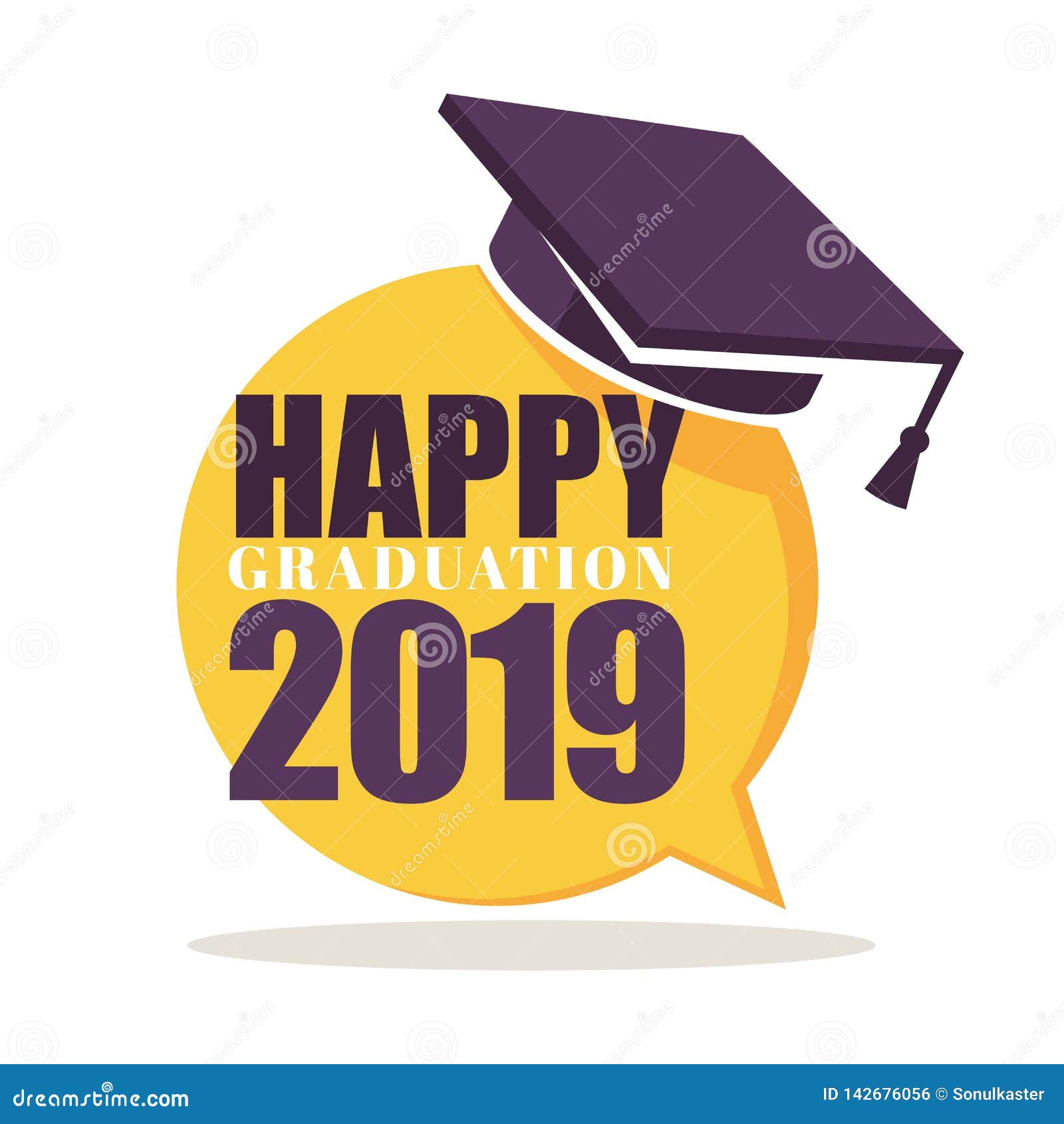 Happy Graduation Greeting Isolated Icon Academic Hat Stock Vector ...