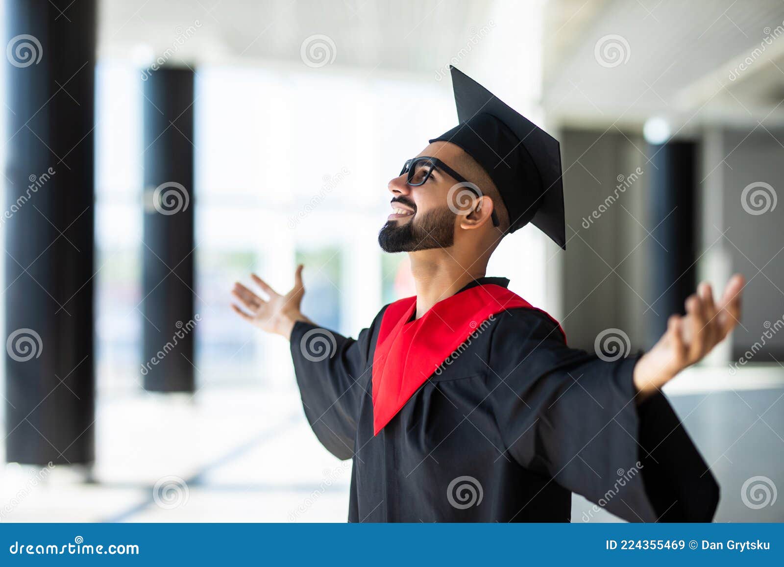Happy Graduation Man Celebrating at the Uni Stock Image - Image of ...