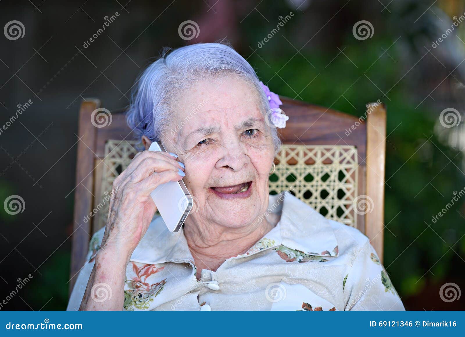 Happy Grandma Talk with Phone Stock Photo - Image of person, lifestyle ...