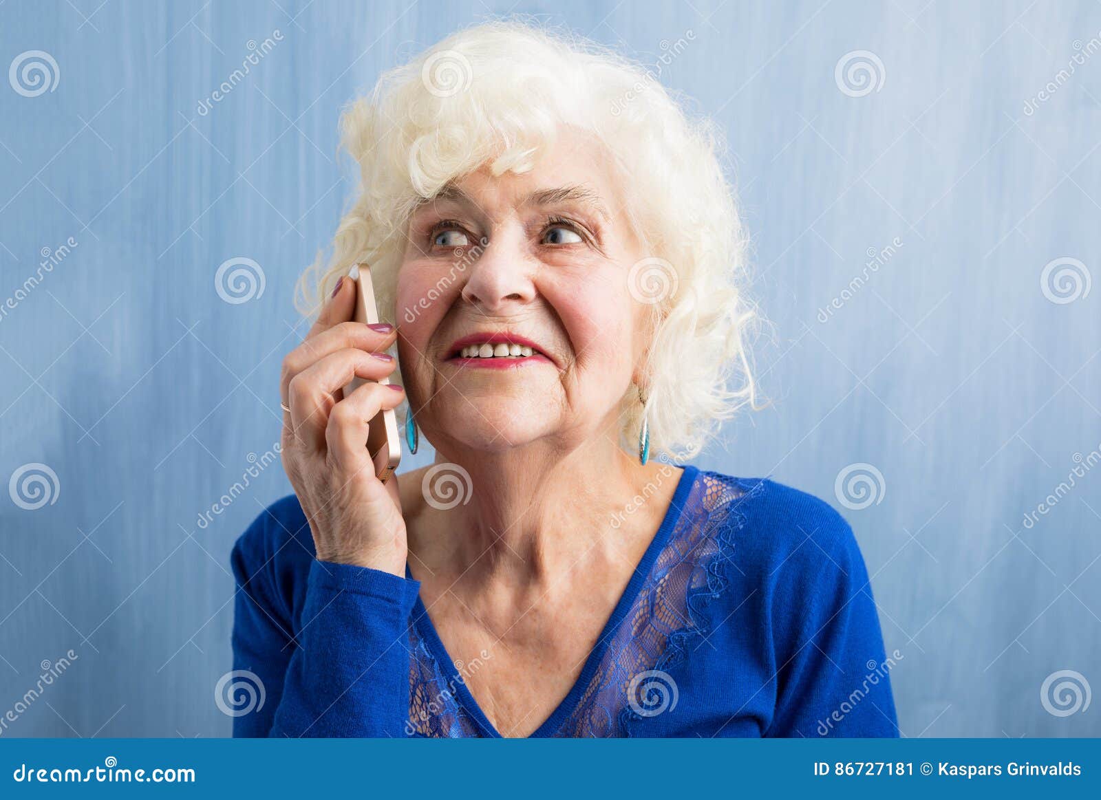 Happy Grandma Talking on Smartphone Stock Image - Image of retired ...
