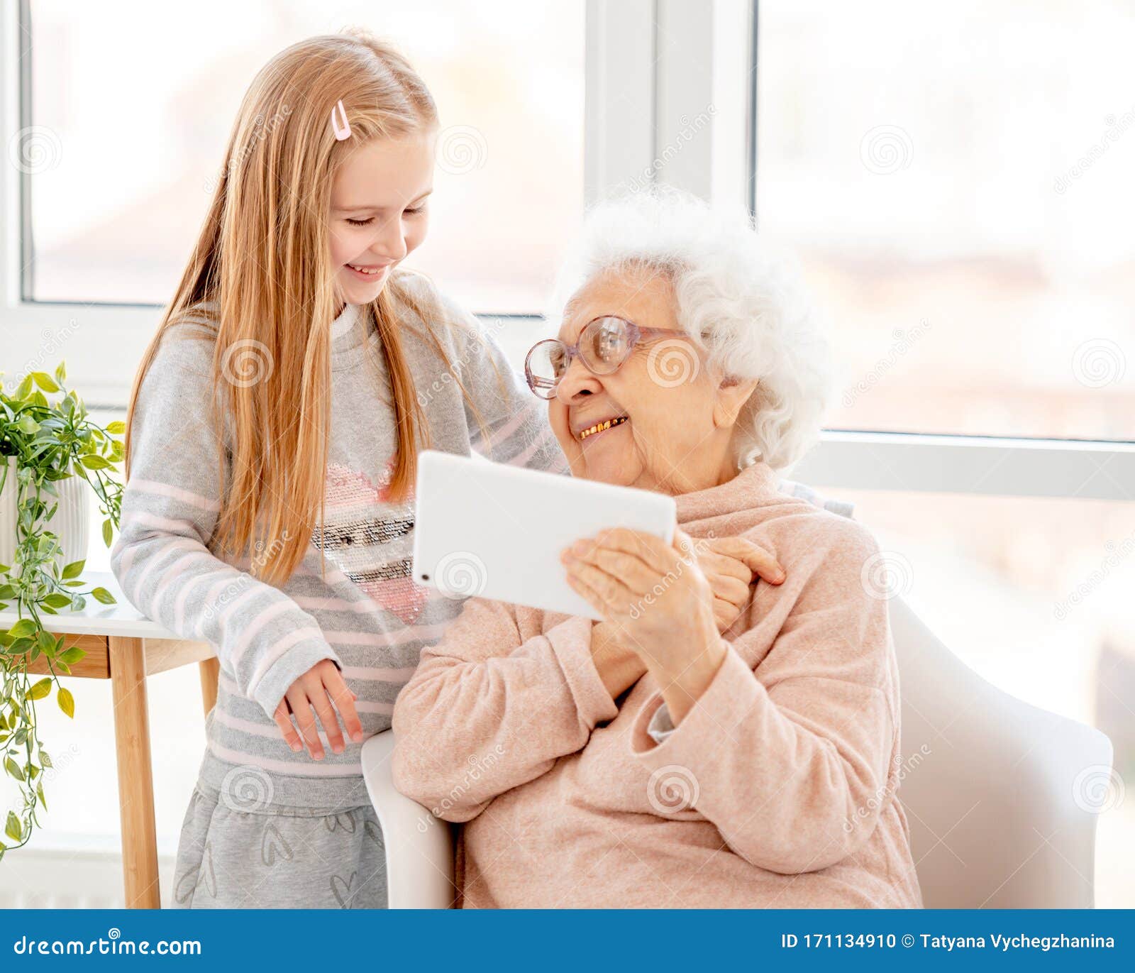 Happy Granny with Granddaughter Stock Photo - Image of grandma ...