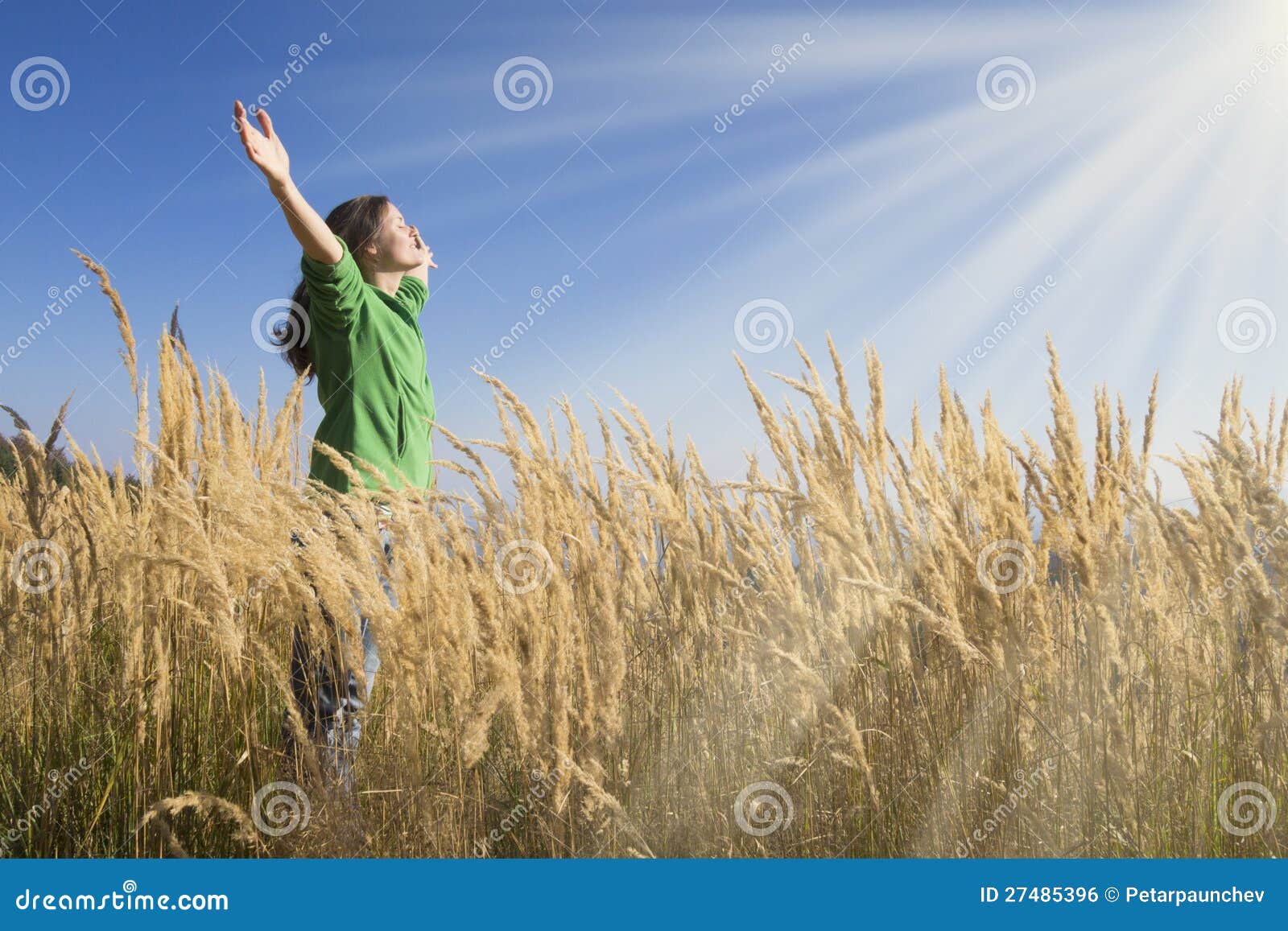 Happy in the grass stock photo. Image of inspiration - 27485396