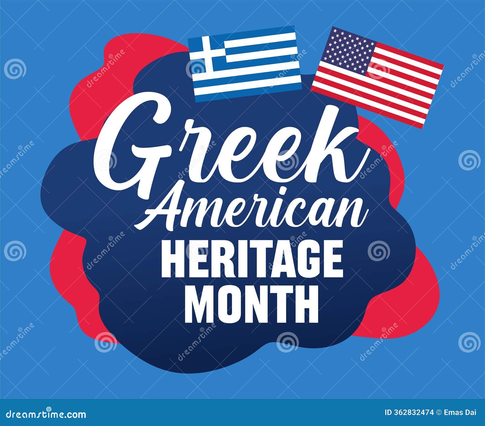 Happy Greek American Heritage Month Stock Illustration - Illustration ...