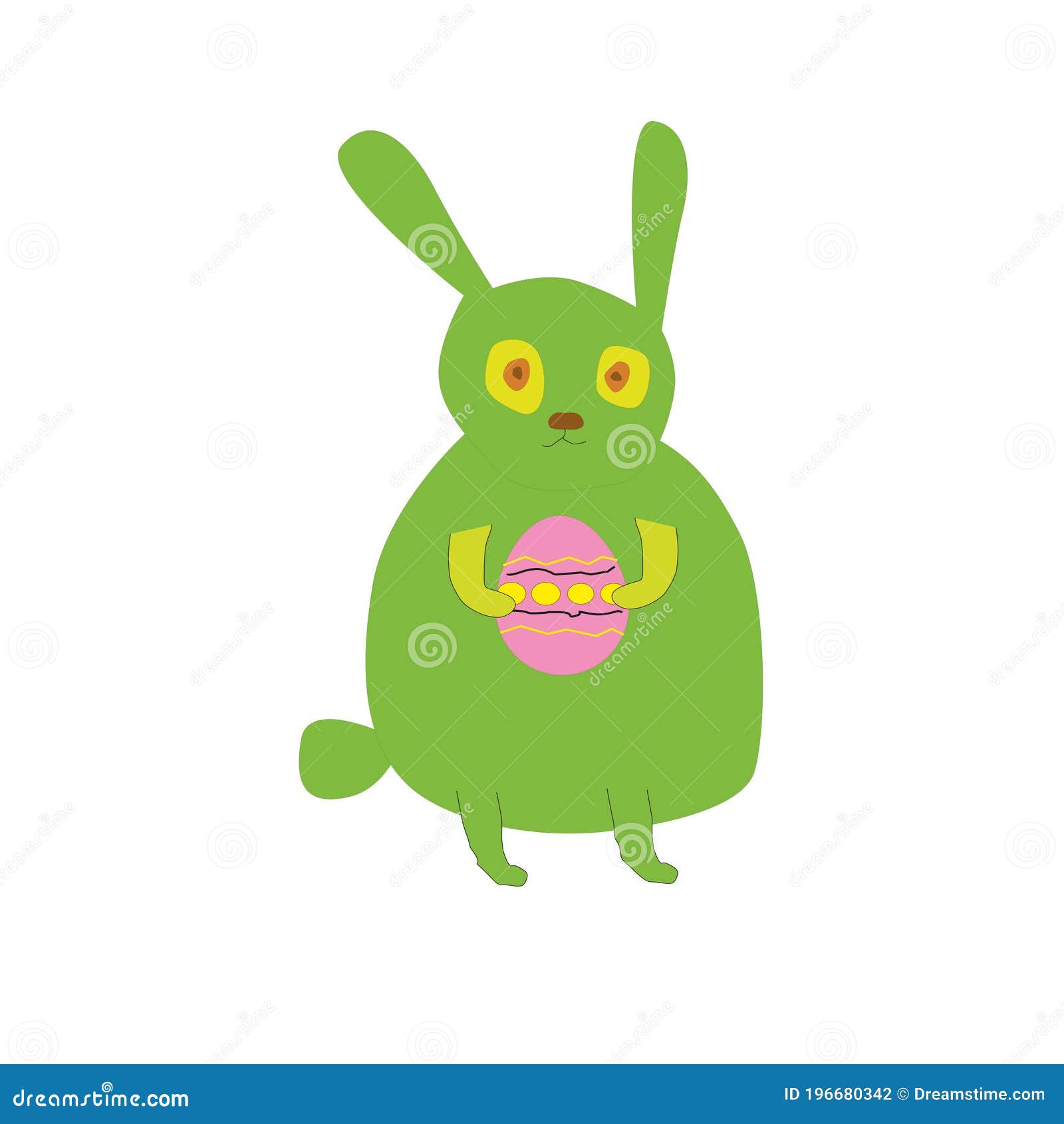 Happy Green Easter Bunny with Egg. Stock Vector - Illustration of ...