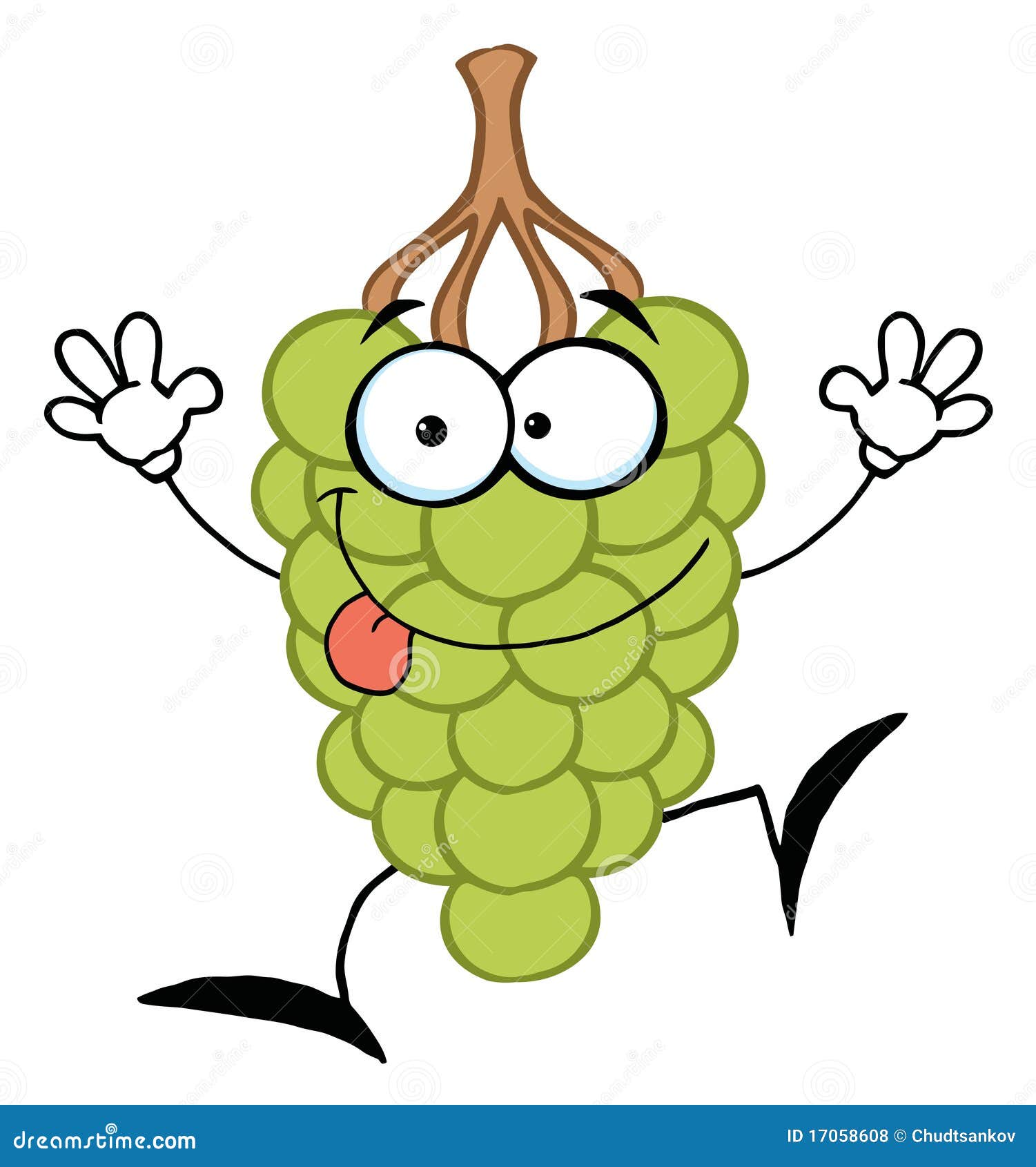 Happy Green Grape Character Stock Vector - Illustration of smiling ...