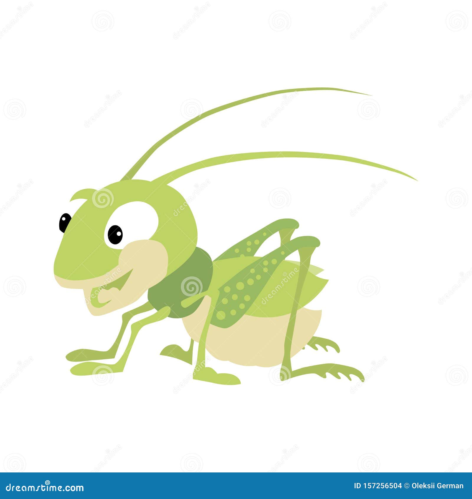 Happy Grasshopper Cartoon Waving Hand | CartoonDealer.com #74624201